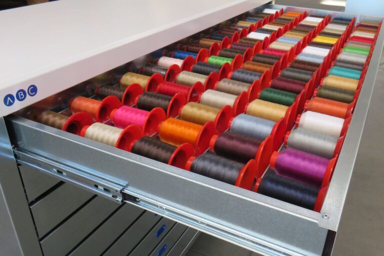 Cabinet with thread cones and spools holder - ABC Equipment & Solutions